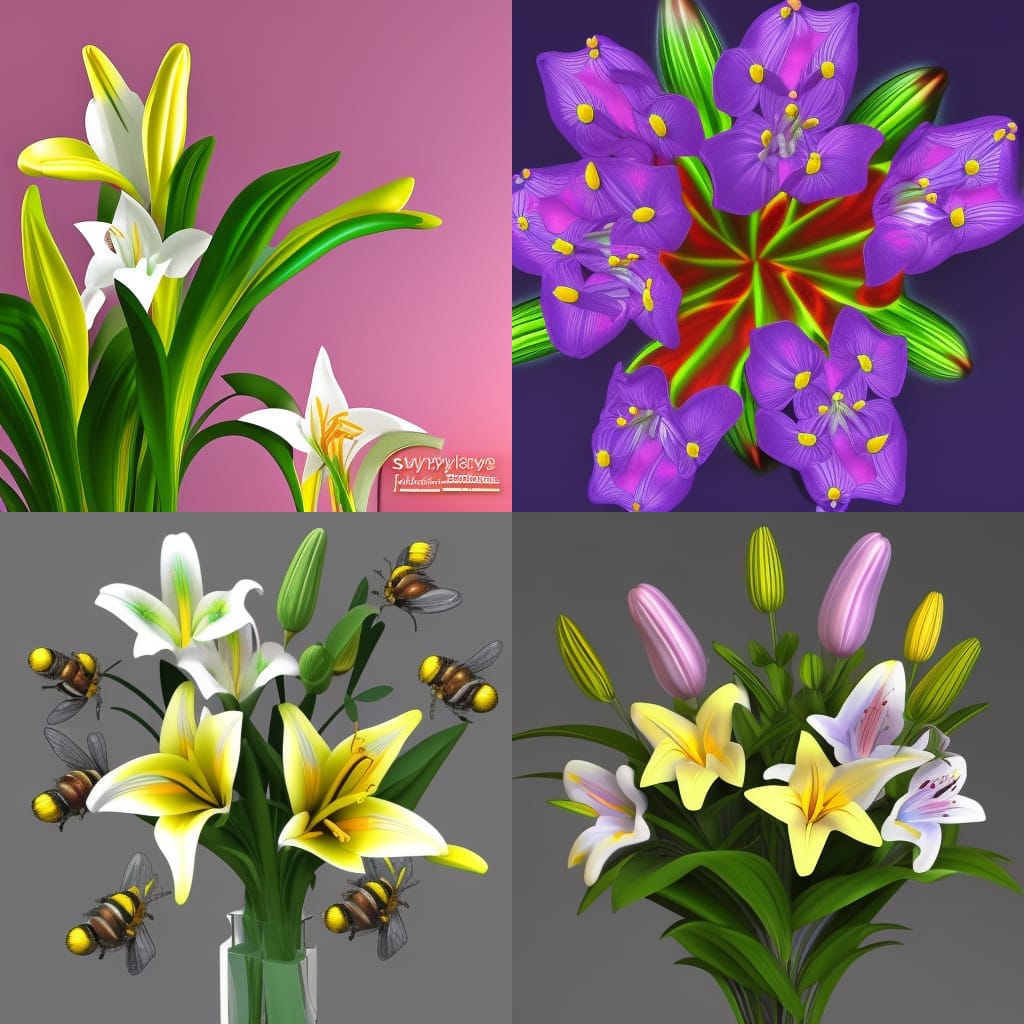 Sympathy flowers, lilies and bees , 3d shading, diffuse light Art of ...