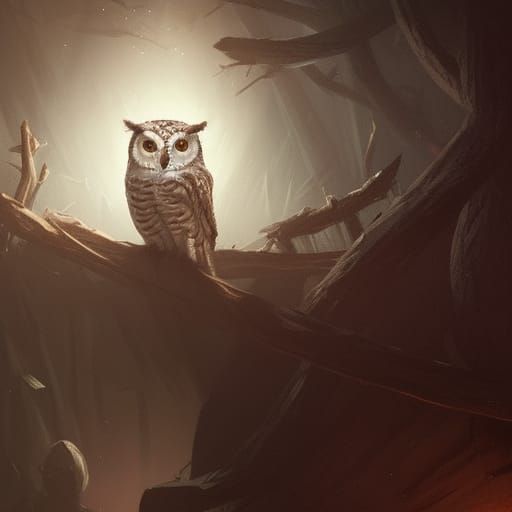 Owl at a nightmare - AI Generated Artwork - NightCafe Creator