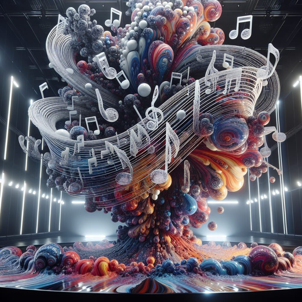 4d sculpture of musical notes - AI Generated Artwork - NightCafe Creator