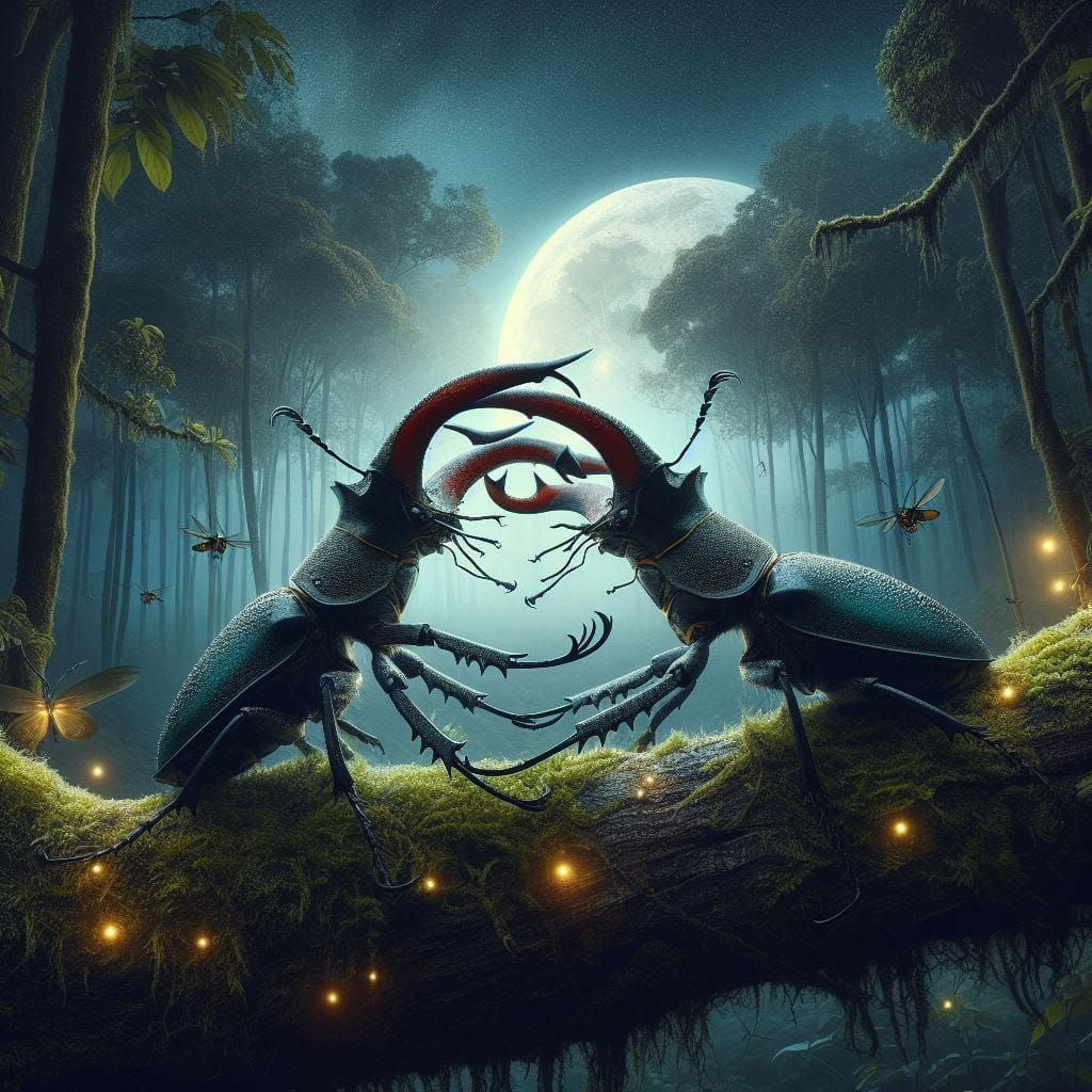 Battle of the Stag Beetles - AI Generated Artwork - NightCafe Creator