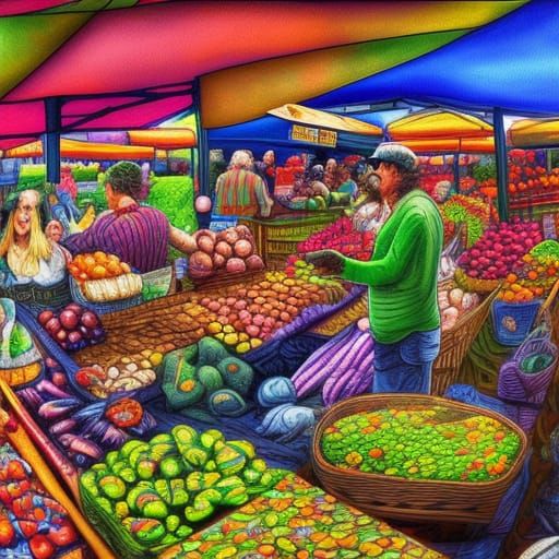 google deepdream treanding AI digital art of Farmers Markets, Farmers ...