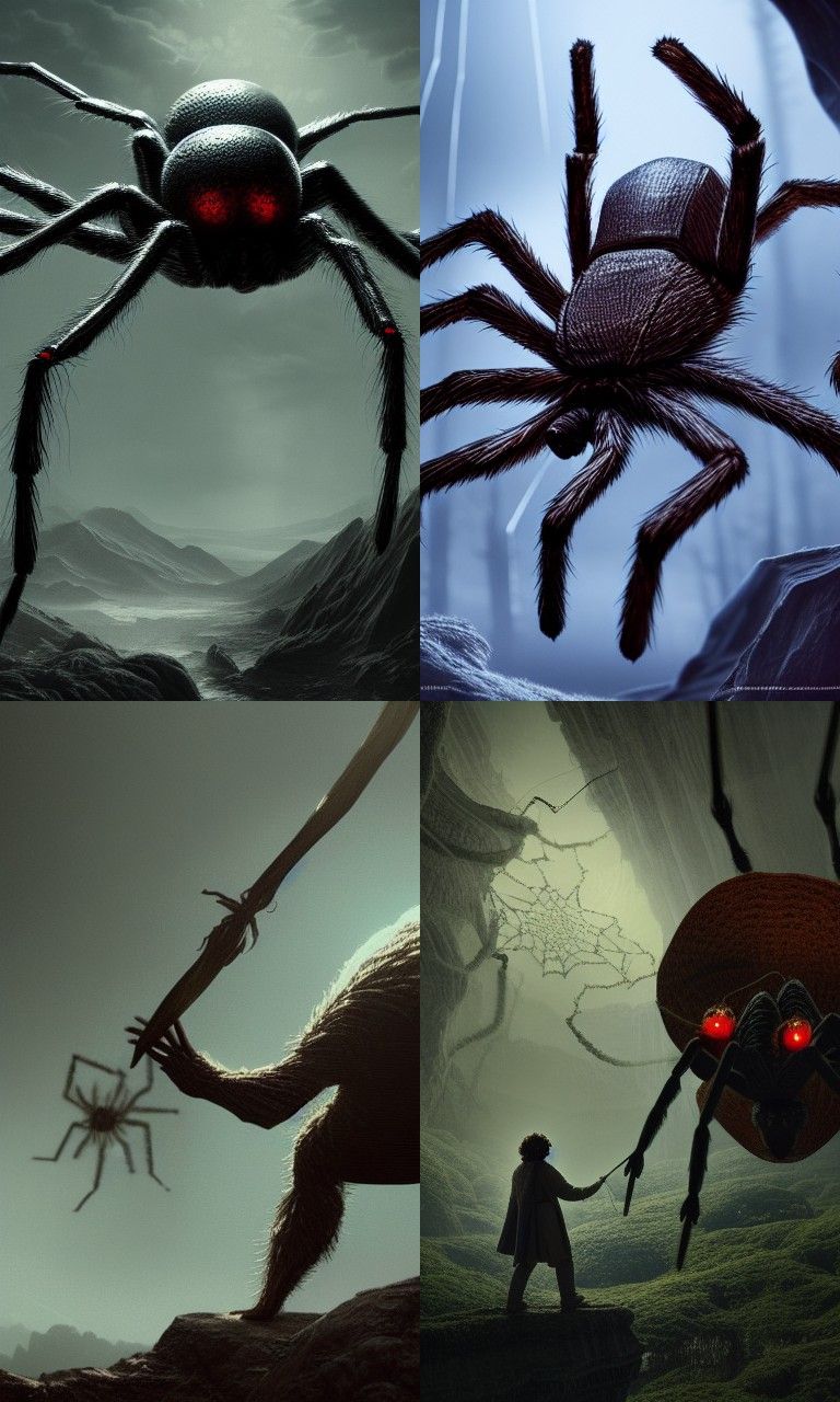 frodo killing the spider - AI Generated Artwork - NightCafe Creator