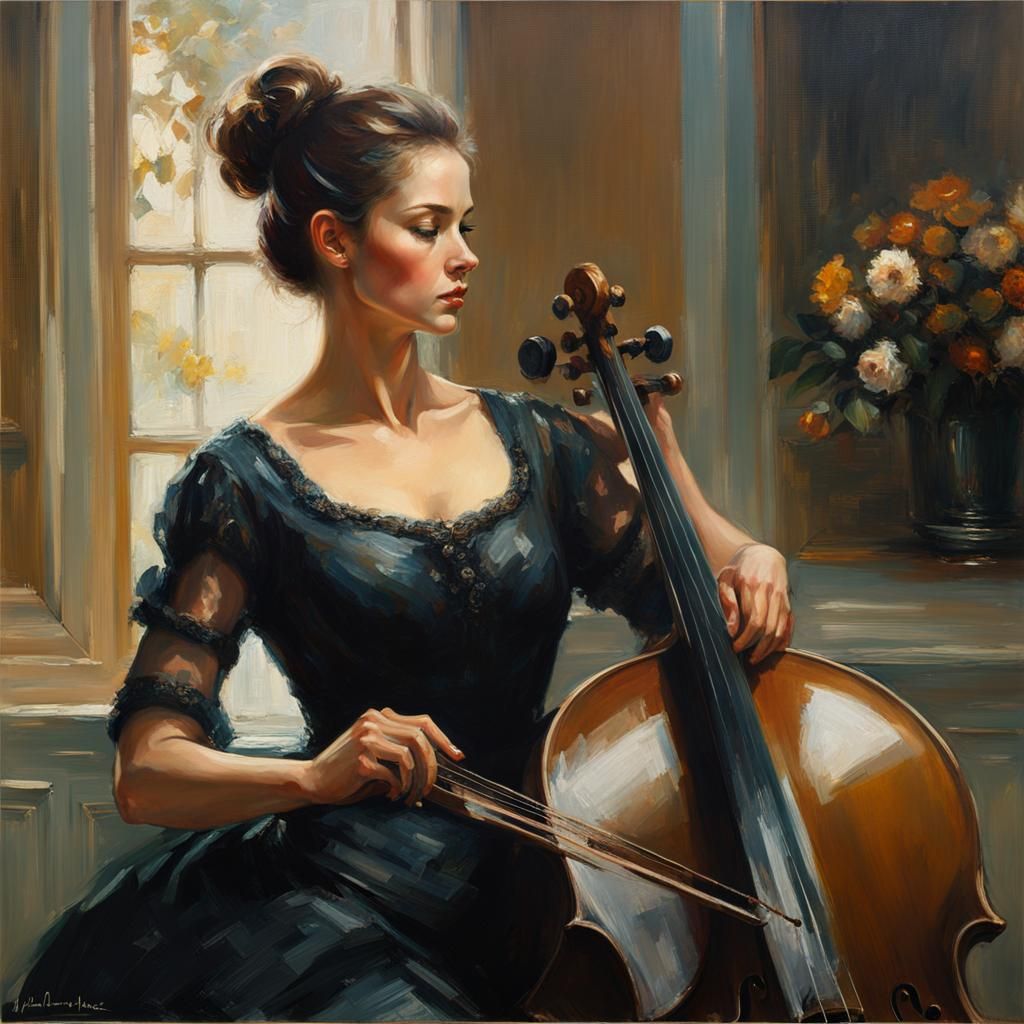Playing Cello I - AI Generated Artwork - NightCafe Creator