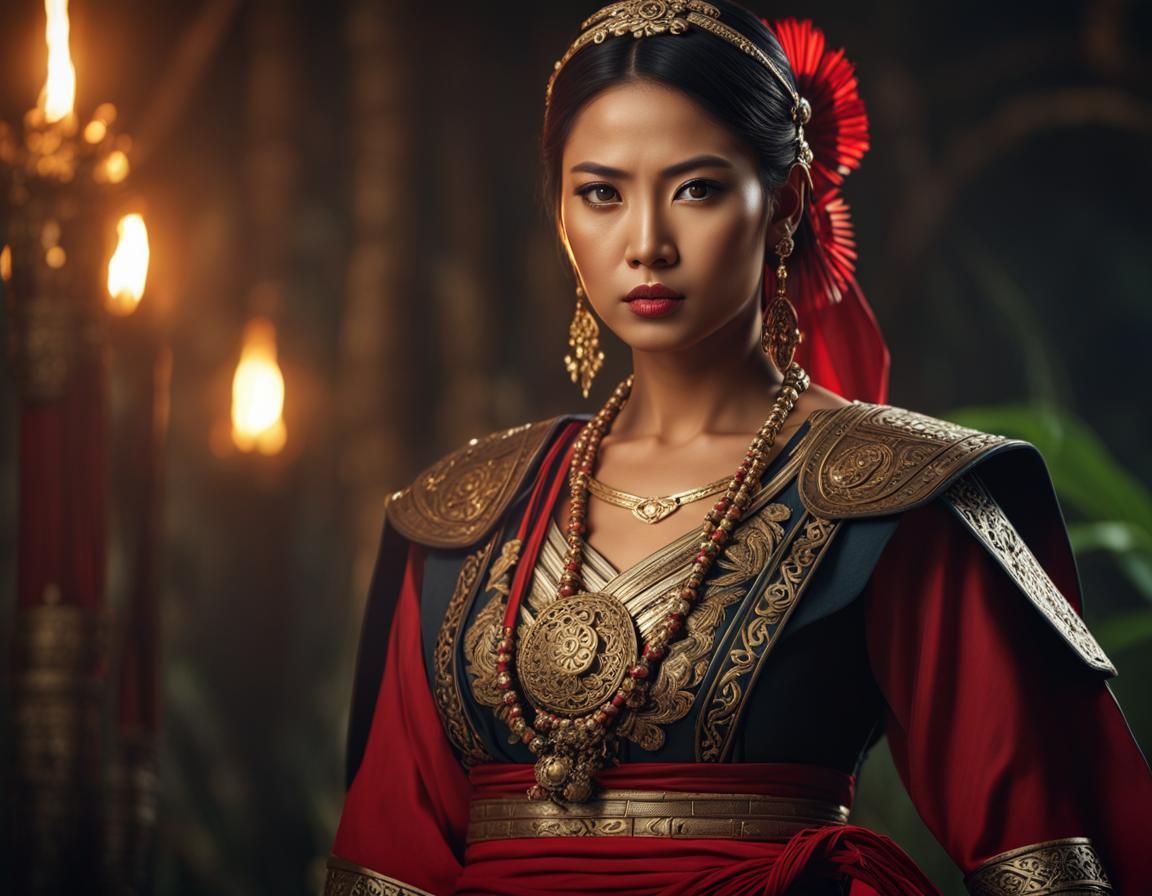 Full length portrait of a beautiful pinoy woman warrior in traditional ...