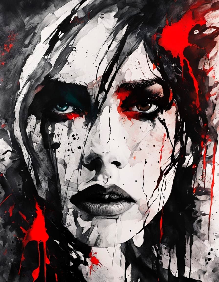 Portrait : Ink Splatter art - Portrait : Ink Splatter art