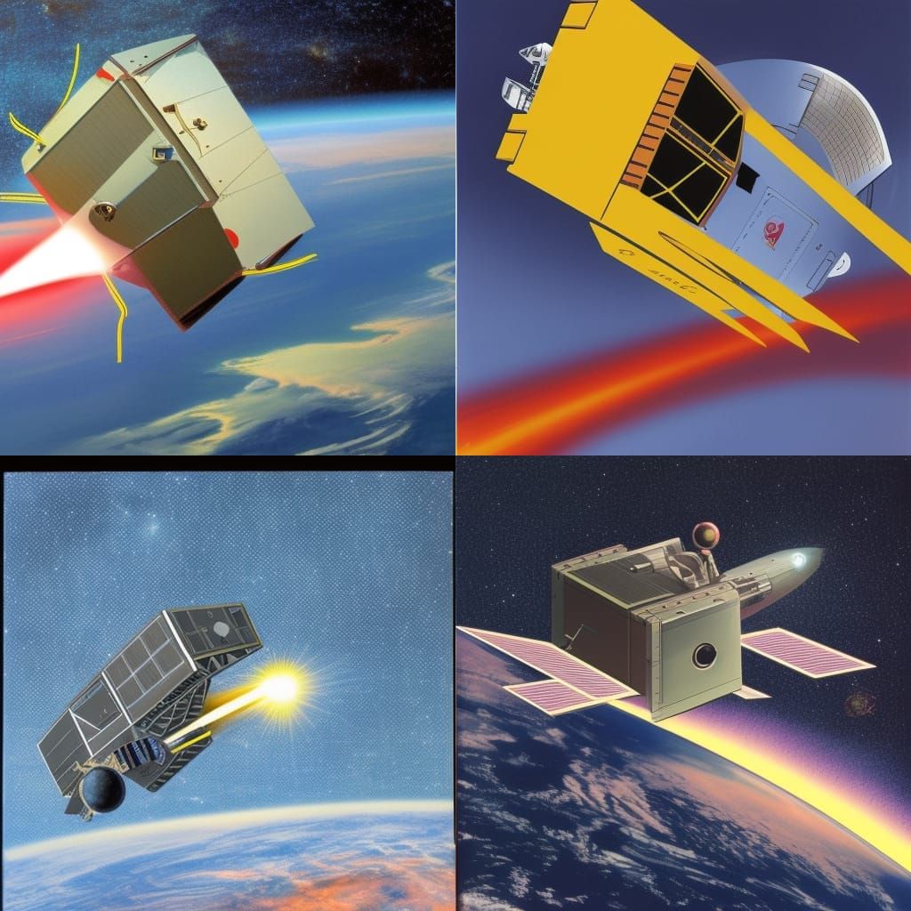 space satellite laser reaching to earth ground receiver system, retro ...