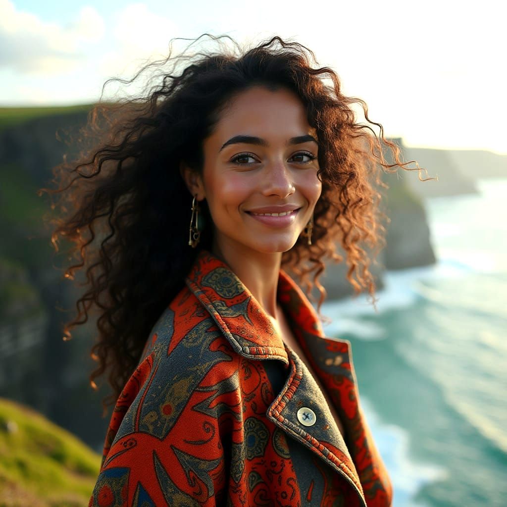 A beautiful , laughing Italian woman, with flowing black long curly ...