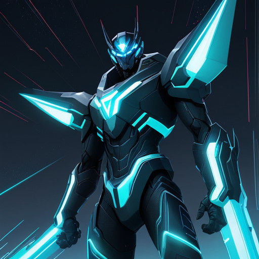 "Design an ultra-futuristic and glowing Tron-inspired leader named ...