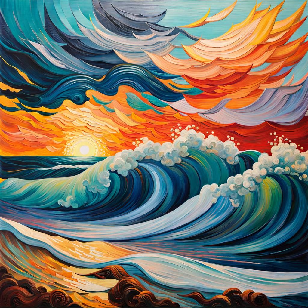 impasto sunset over the sea - AI Generated Artwork - NightCafe Creator