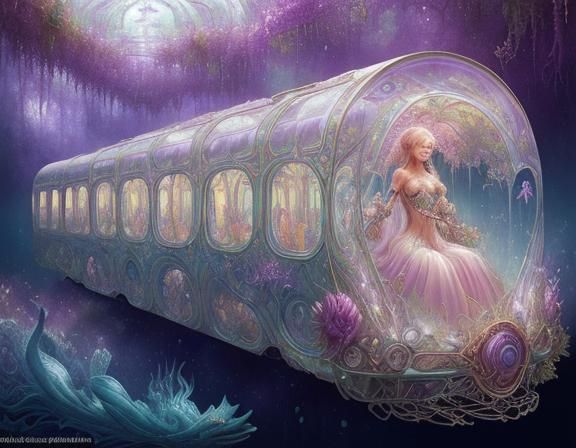 dreamscape a fully transparent Majestic glass tiny_train, award winning ...