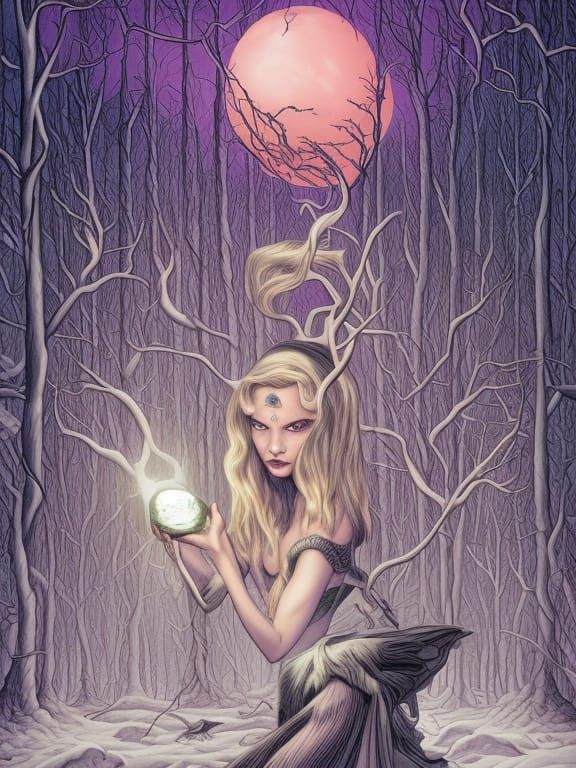 Nymph Under a melting moon - AI Generated Artwork - NightCafe Creator