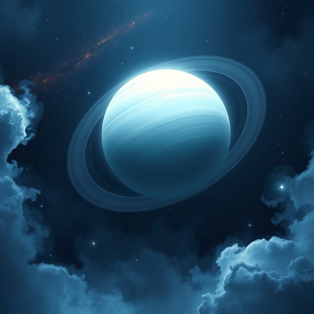 Uranus, Majestic Ice Giant in Celestial Dance - AI Art