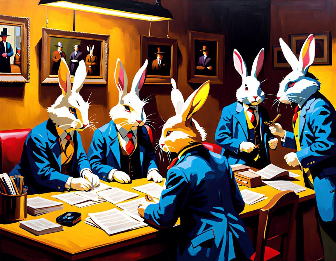 Rabbit detectives (Blue Pencil XL) - AI Generated Artwork - NightCafe ...