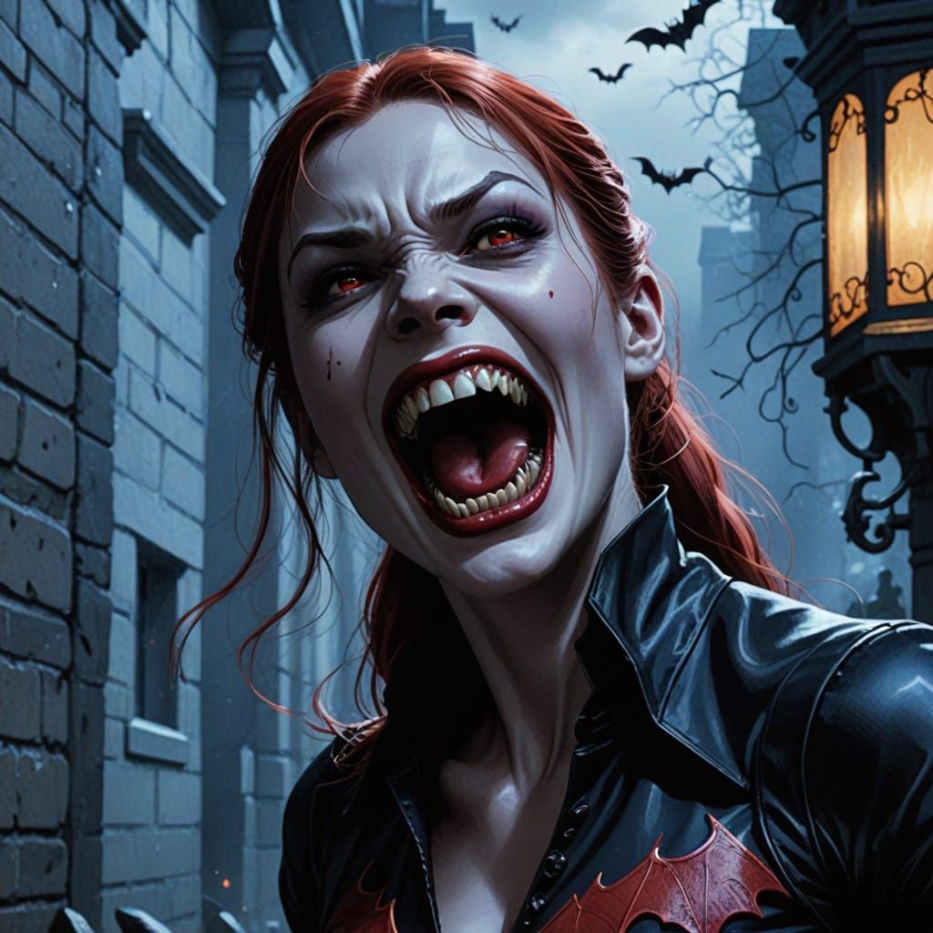 Mary Jane Watson as a Roaring Vampire in Dark Fant... - AI Art