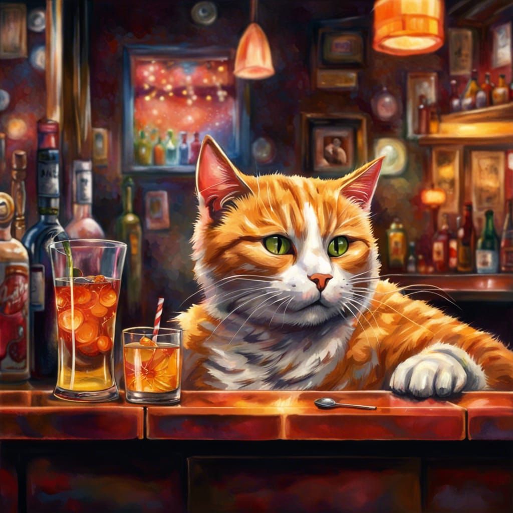 Cocktails and Cats. - AI Generated Artwork - NightCafe Creator