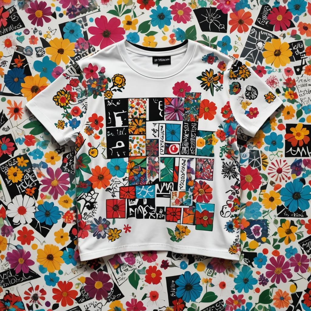 T-shirt featuring patchwork power - AI Generated Artwork - NightCafe Creator