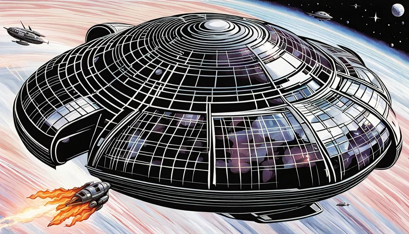 Spaceball 1 the mega starship turning to plaid as it screams through ...