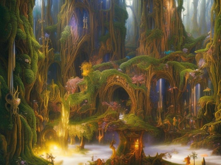 Faerie Dwellings - AI Generated Artwork - NightCafe Creator