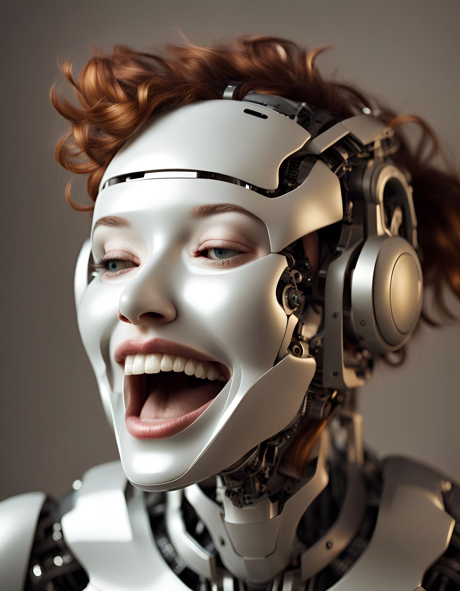 Laughing robotic woman, cyborg face - AI Generated Artwork - NightCafe ...
