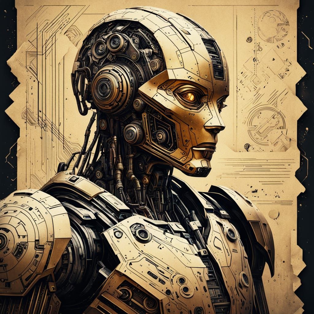 Portrait of the future - Cyberpunk Robot Design in Vintage S...