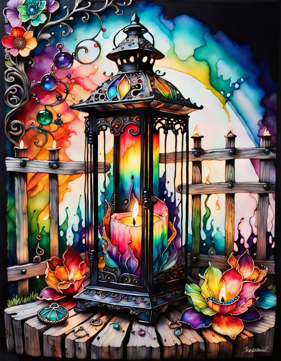 Rainbow Lantern Lighting The Way - AI Generated Artwork - NightCafe Creator