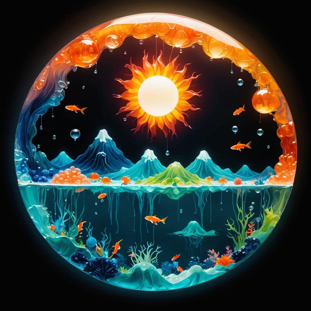 jelly landscape jelly sun jelly mountains jelly sea kelly koi - AI ...