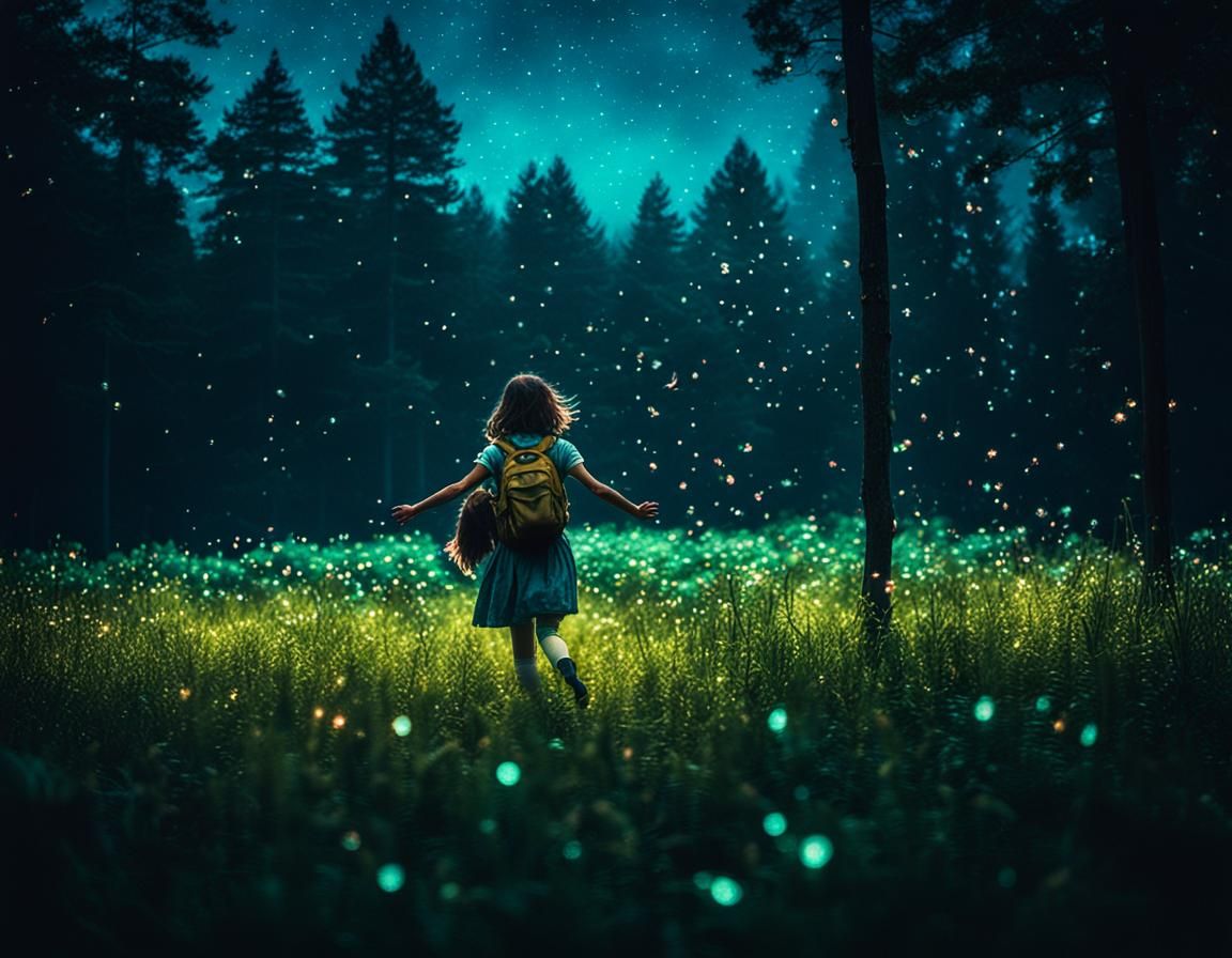 Dancing among the fireflies - AI Generated Artwork - NightCafe Creator