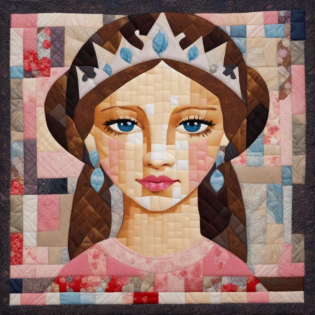 Patchwork Portrait of the Face of a Beautiful Princess - AI Generated ...