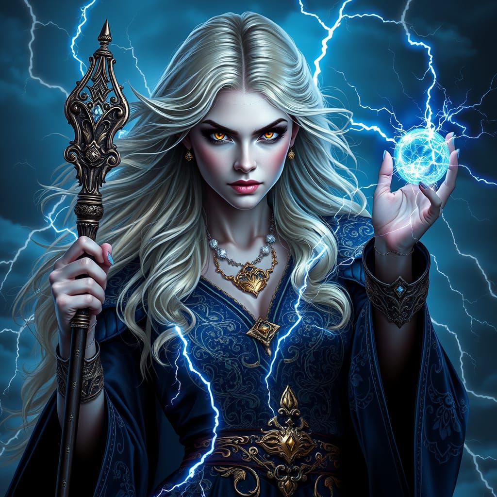 Cyberpunk Goddess of Electricity Unleashes Stormy ... - AI Art