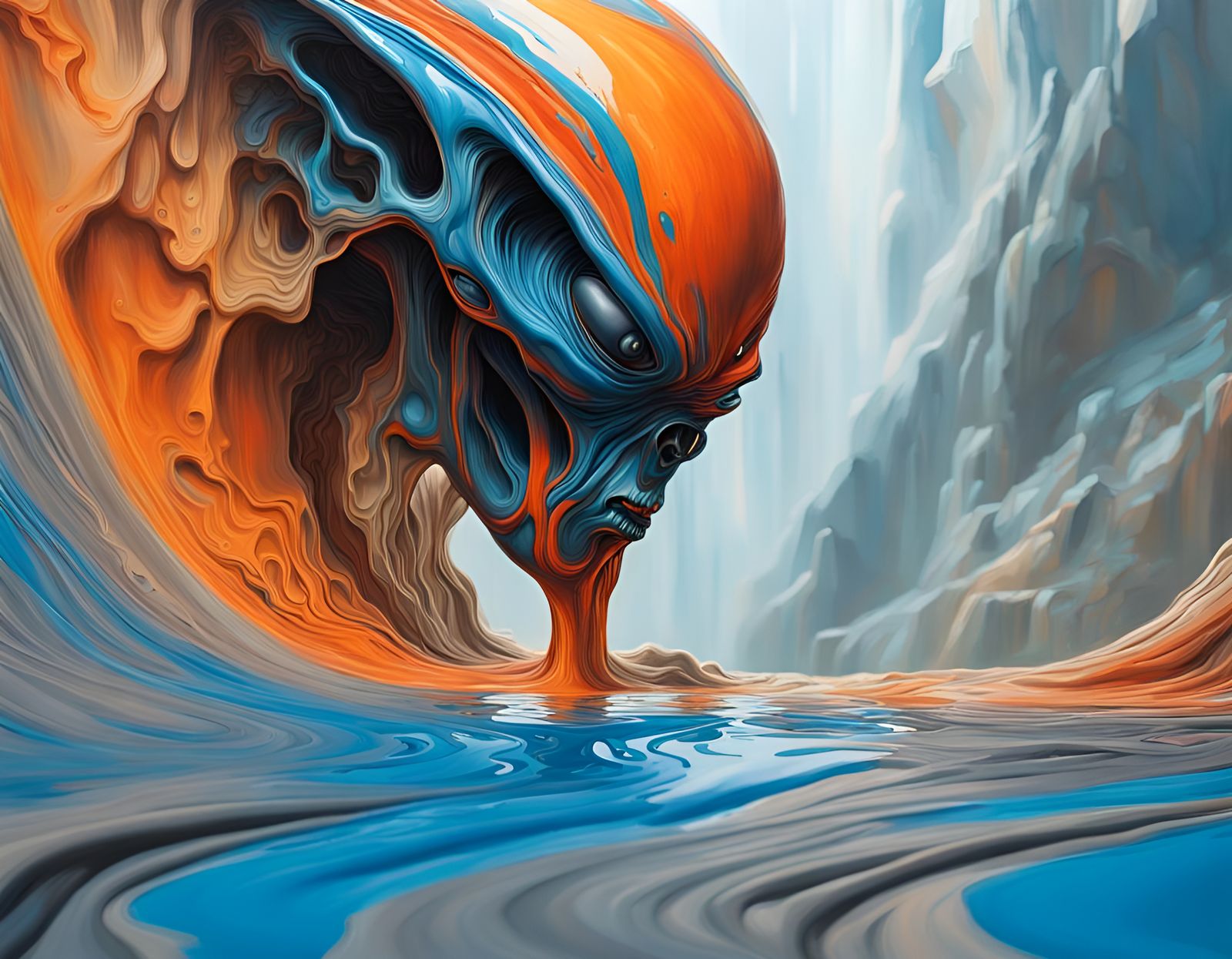 Alien Liquid Falls - AI Generated Artwork - NightCafe Creator