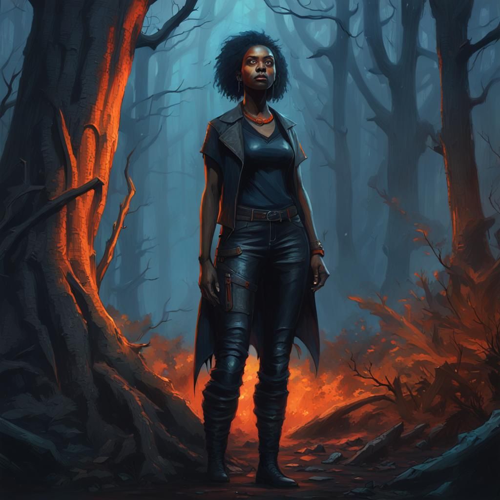 Ethereal Vampire Goddess in Dark Forest - AI Art