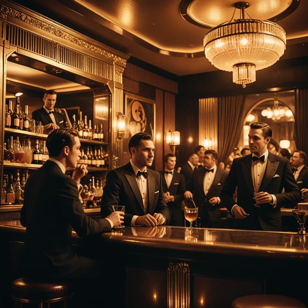 Prohibition Era Bar with Jazz and Art Deco Style - AI Art