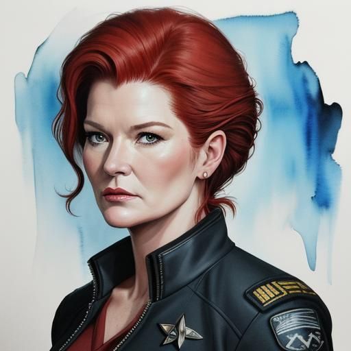 young Kate Mulgrew as Captain Kathryn Janeway in 1995 from the Star ...