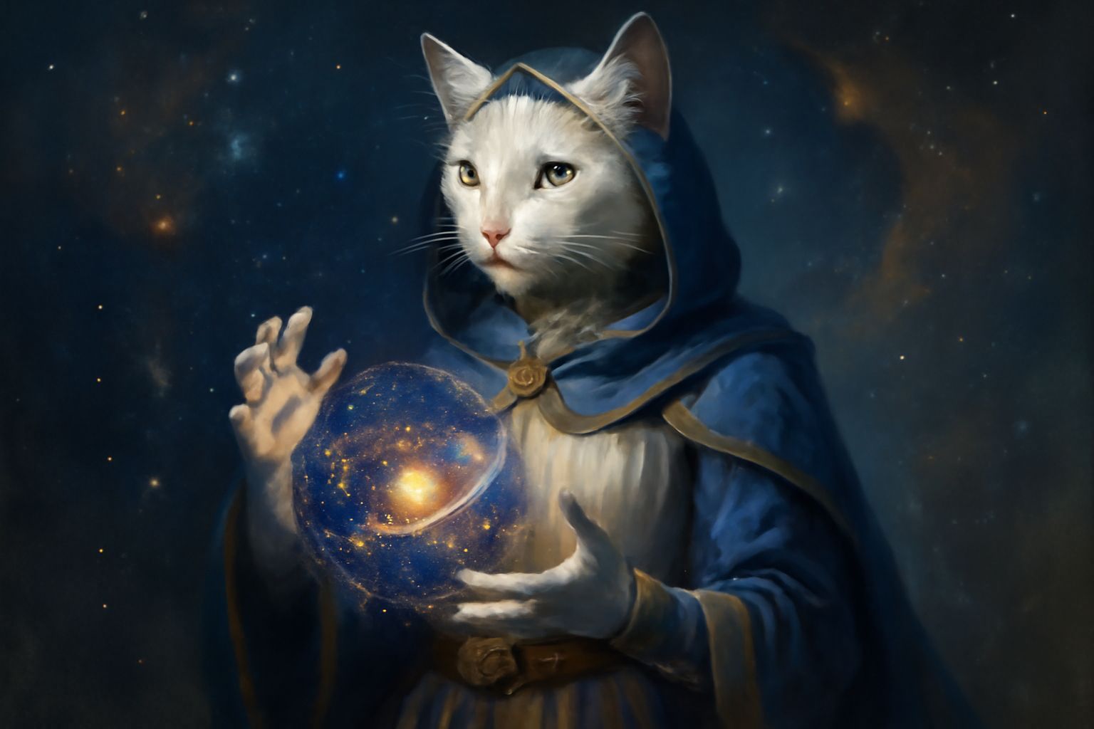 Mystical Tabaxi Cleric Conjures Celestial Universe - AI Art