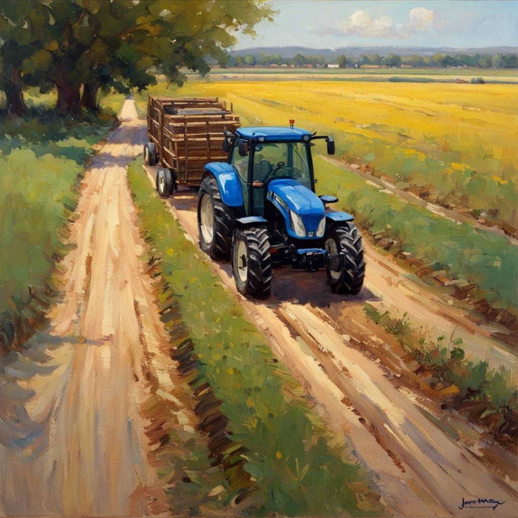 A blue New Holland Tractor - AI Generated Artwork - NightCafe Creator