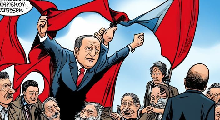 dynamic engaging mix of political cartoon comics-style artwork ...