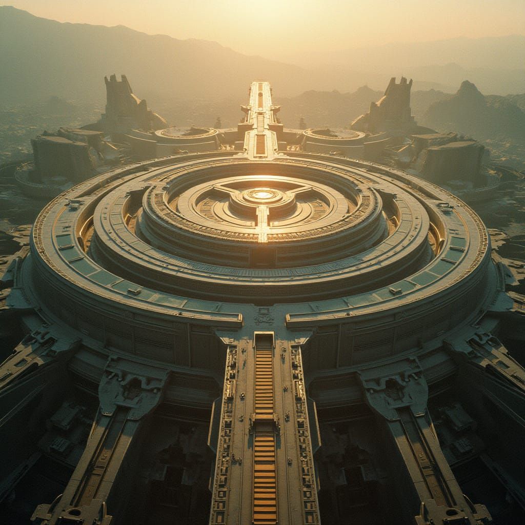 Pathway to the Dunes - Ancient Atlantis Cityscape in Futuris...