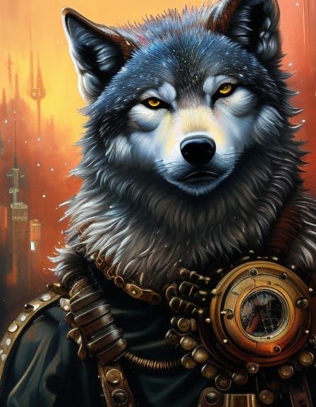 Wolf (steampunk style) - AI Generated Artwork - NightCafe Creator