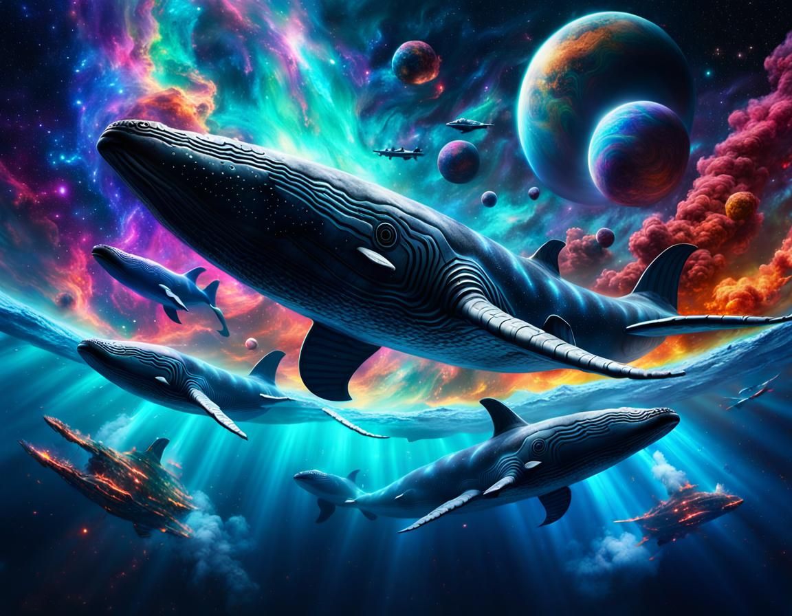 Majestic giant space whales - AI Generated Artwork - NightCafe Creator
