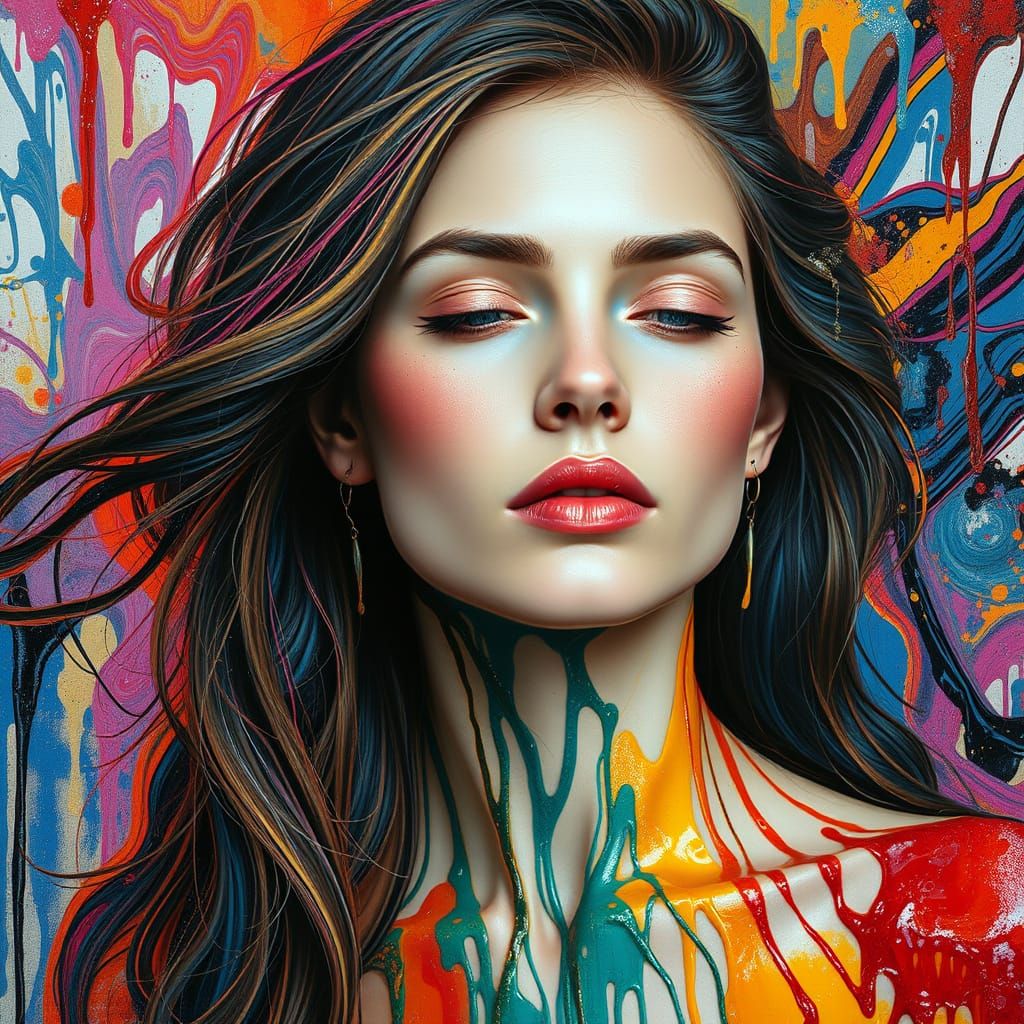 Colorful thinking ..... - Surrealist Woman Melts into Vibran...
