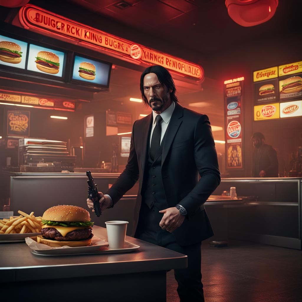 John wick at Burger King - AI Generated Artwork - NightCafe Creator