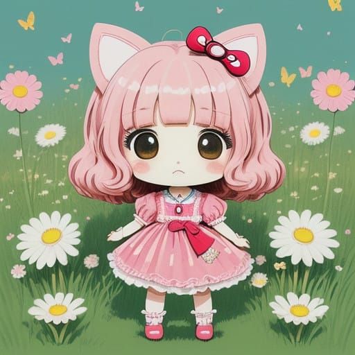 Gunpla girl. A chibi anime girl with a bright smile and sparkly eyes ...