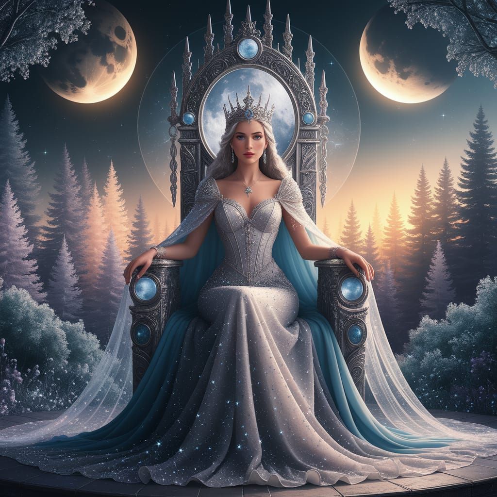 Moons and queen - Celestial Queen Basks in Lunar Glow