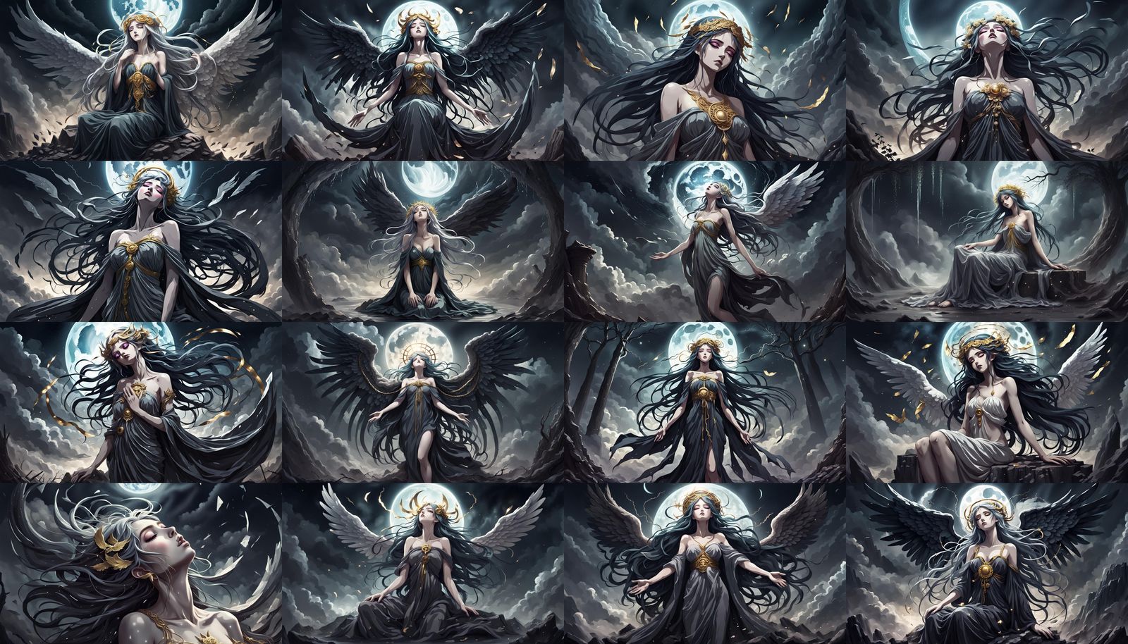 Heavenly Celestial Anime Dark Fantasy Beautiful Fallen Goddess of ...