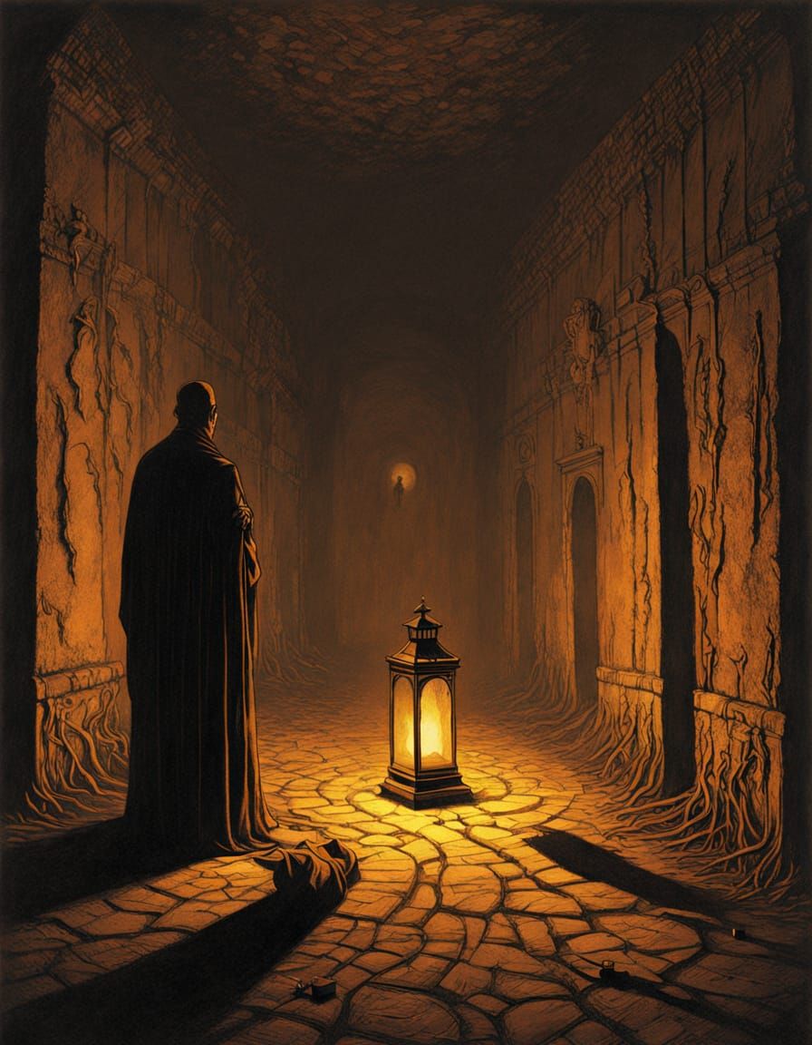 Eldritch Gothic Masterpiece in Crimson and Brass - AI Art