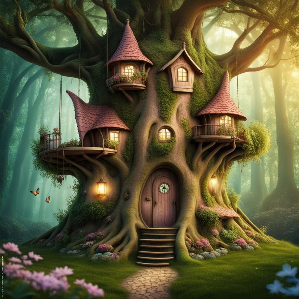 Tree-House - AI Generated Artwork - NightCafe Creator