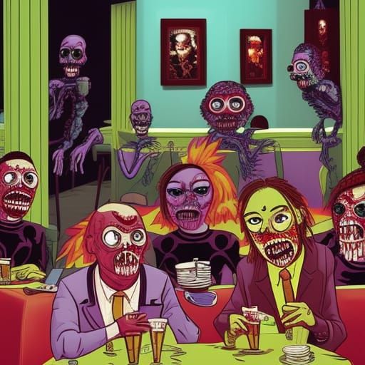 The zombie hotel restaurant runs out of brains - AI Generated Artwork ...