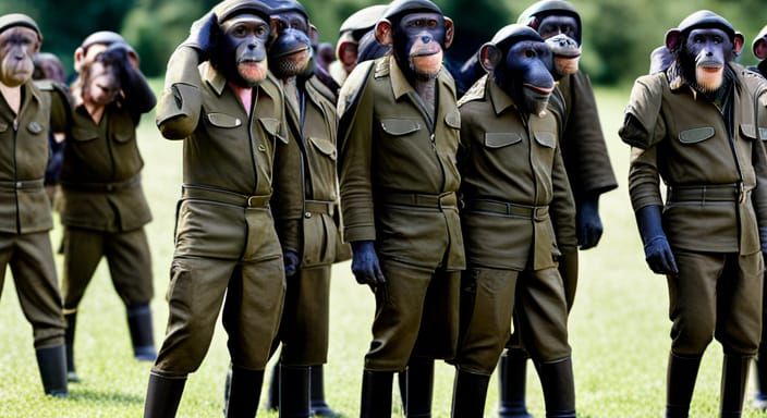 chimpanzee army in uniform - AI Generated Artwork - NightCafe Creator