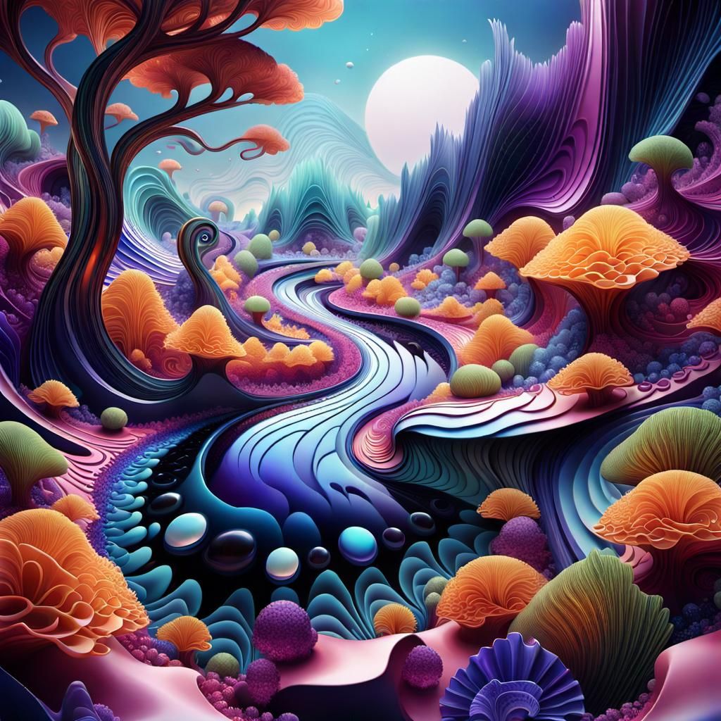 Surreal Gemstone Creature Emerges from Wave Functi... - AI Art