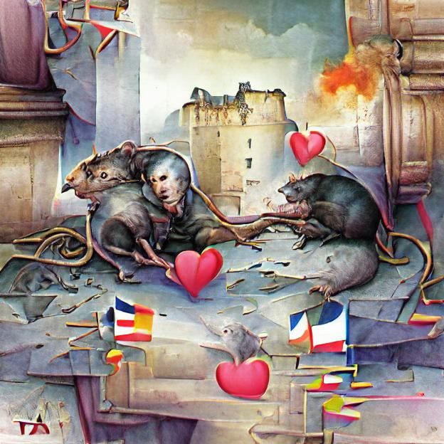 Two rats in a french ally in love artwork - AI Generated Artwork ...